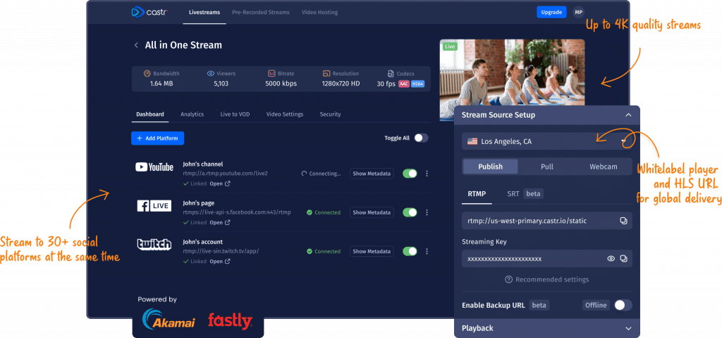 Private Live Video Streaming And Hosting Platform - Castr