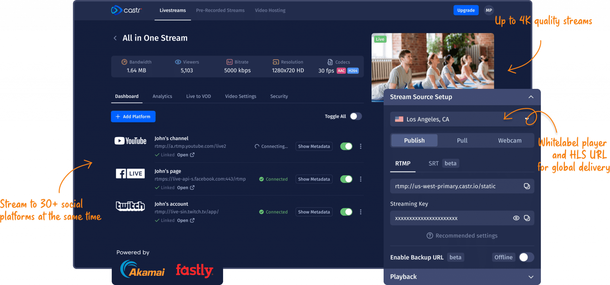 Private Live Video Streaming And Hosting Platform - Castr